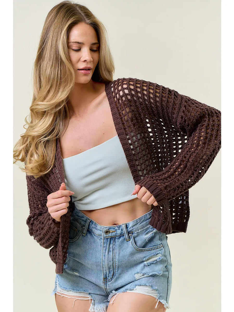 Crochet Fishnet Cropped Cardigan – The Ivy Cottage
